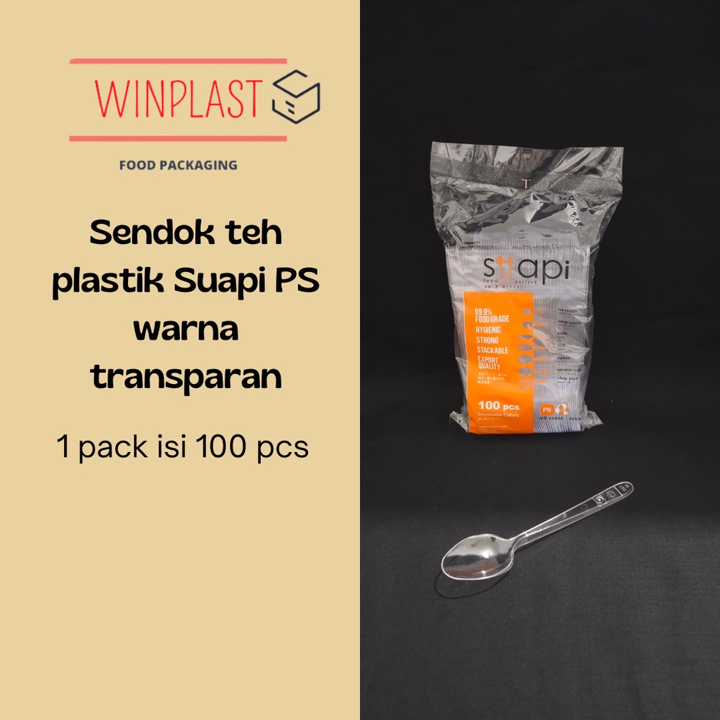 Jual Sendok Teh Plastik Suapi PS warna Transparan 1 pack isi 100 pcs ...