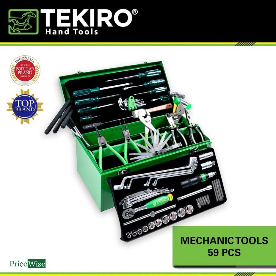 Jual Mekanik Tool Set 59 pcs Tekiro / Mechanic Tools / Tool Kit Box Besi | Shopee Indonesia