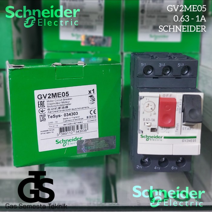 Jual [New] Motor Circuit Breaker Gv2Me05 0.63 - 1A Schneider Gv2 Me05 ...