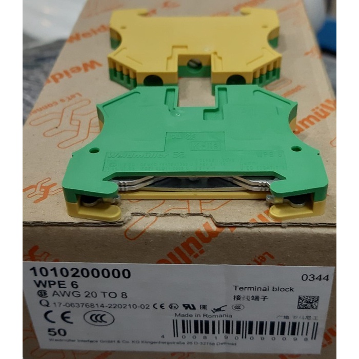 Jual Weidmuller Wpe 6 Wpe6 1010200000 Grounding Terminal Block | Shopee ...