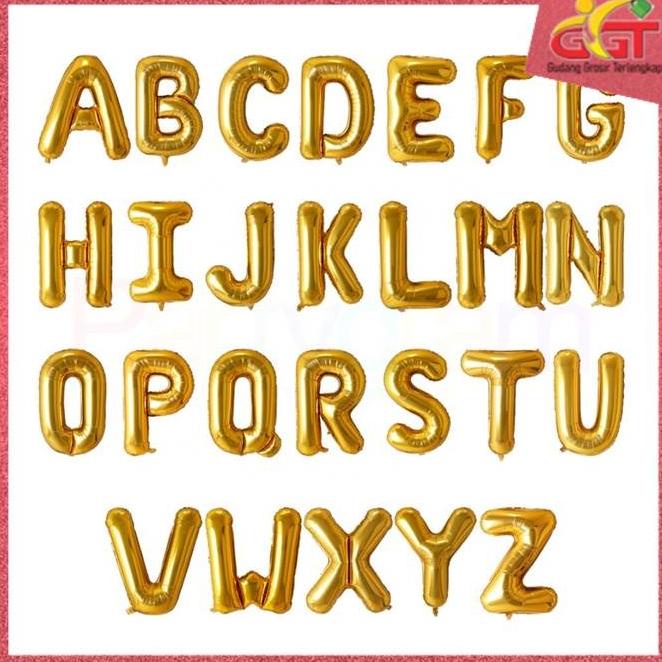 Jual Balon Foil Huruf Gold 40Cm Ballon Abjad Alphabet Polos Satuan (A ...