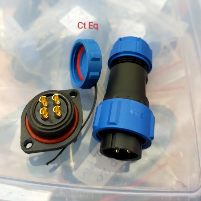Jual Sp21 Flange 4 Pin Plug N Socket Ip68 Panel Mount Konektor Steker ...