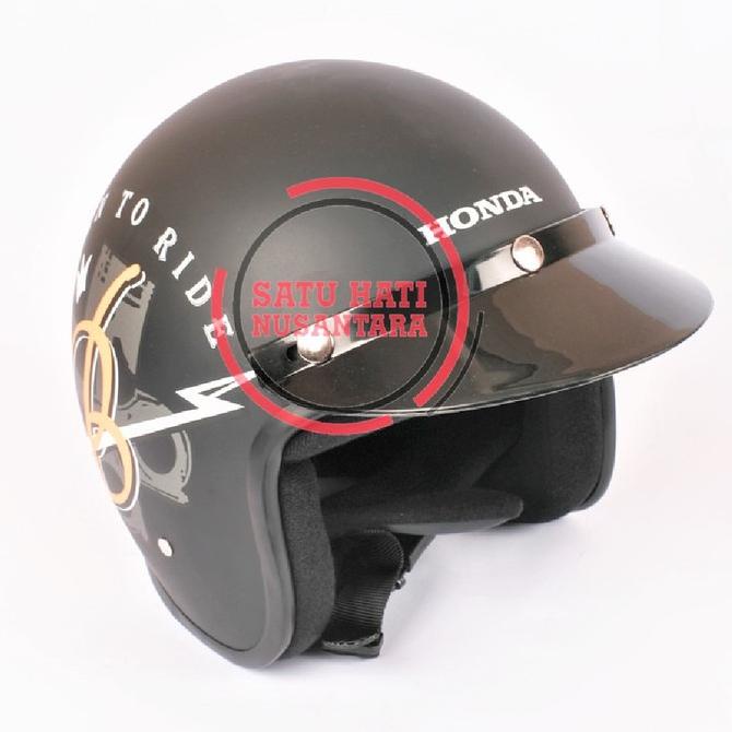 Jual Update Honda ORI Born To Ride BTR SNI Half Face Helmet Helm Gaul ...