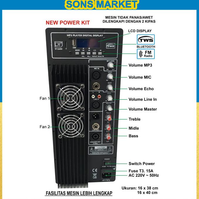 Jual POWER KIT MESIN KIT SPEAKER AKTIF USB BLUETOOTH 500-1000 WATT ...