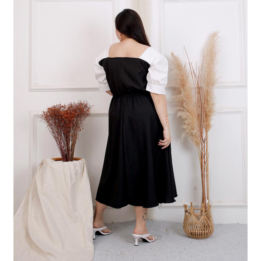 Jual Toply shop COD Dres korean style jumbo / Gaun elegant big size / Dres wanita lengan puff ...