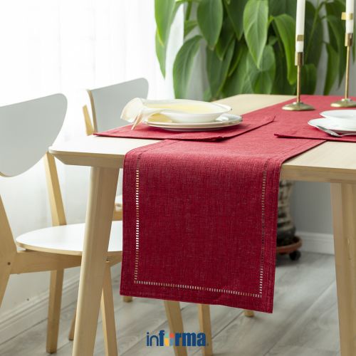Jual Informa Table Runner 33X160cm Eyelet - Merah Maroon Taplak Meja ...