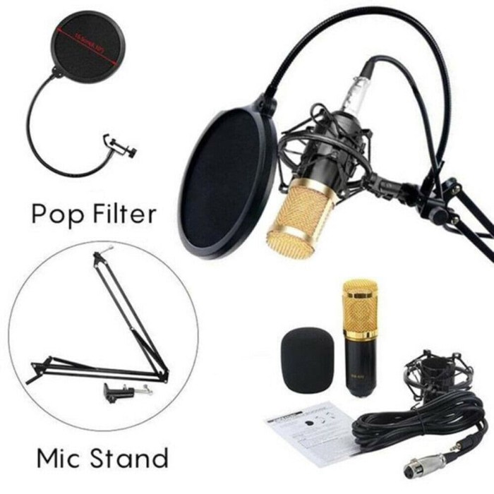 Jual NEW BM-800 MICROPHONE STUDIO KIT CONDENSER BROADCASTING RECORDING ...