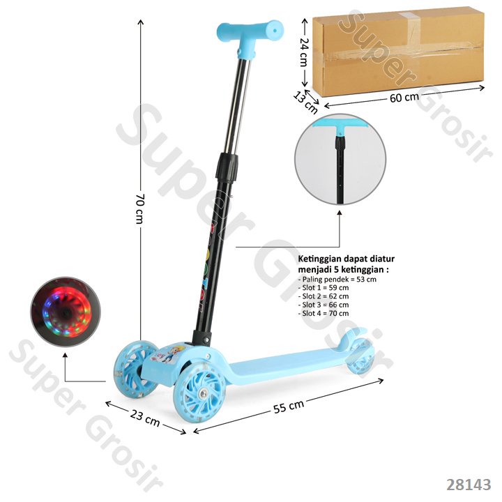 Jual Mainan Anak Scooter Roda 3 Roda Nyala Scooter Kick board Skuter ...