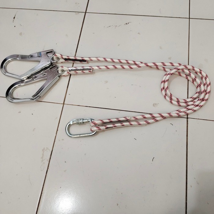 Jual [Original] Safety Double Lanyard Big Hook Karmantel Rope Non Absorber Haidar Berkualitas ...