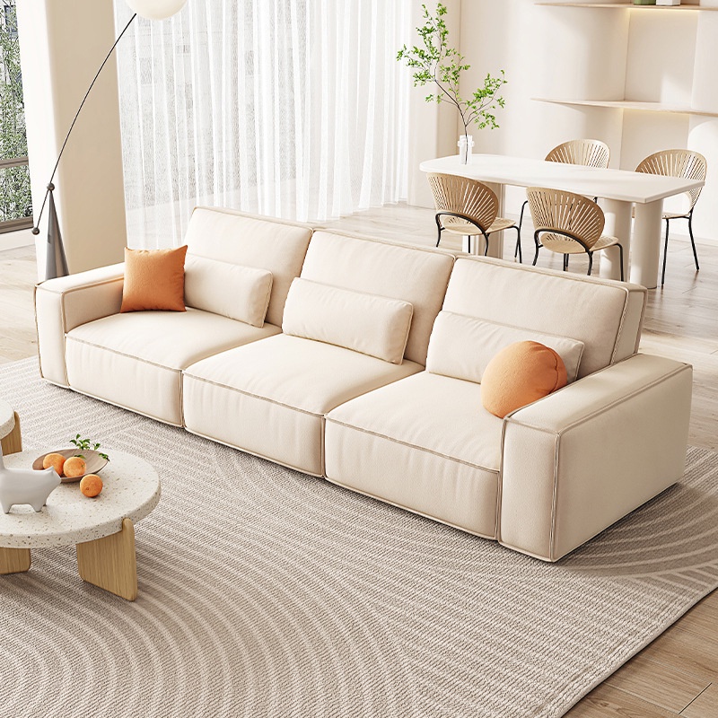 Jual Sofa Gaya Krim Tahu, Ruang Tamu Apartemen Kecil Baris Lurus Kain ...