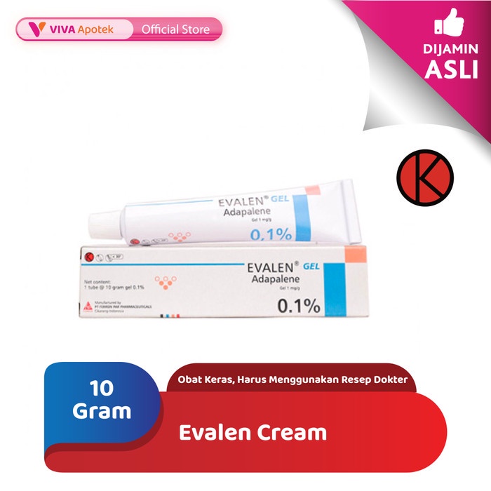 Jual Evalen Cream / Adapalene / Jerawat / Akne Vulgaris (10 Gram ...