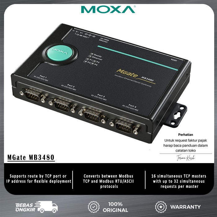 Jual modbus gateway moxa mgate mb3480 serial to modbus gateway | Shopee ...