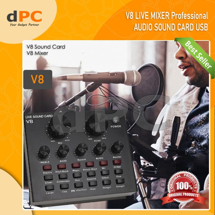 Jual V8 The Live External Audio Soundcard USB MIXER Broadcast | Shopee ...