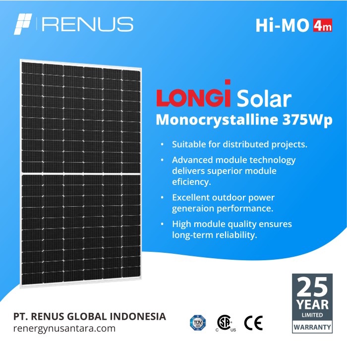 Jual LONGi 375 Wp Mono PERC Halfcut Solar Module / Panel Surya | Shopee ...