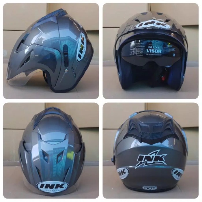 Jual HELM INK MODEL T1 DOUBLE VISOR WARNA ABU METALIK. FREE STIKER ...