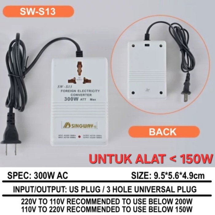 Jual [New] Singway Sw-S13 Step Down Step Up Transformer Trafo 110V 220V 300W Terbaru | Shopee ...