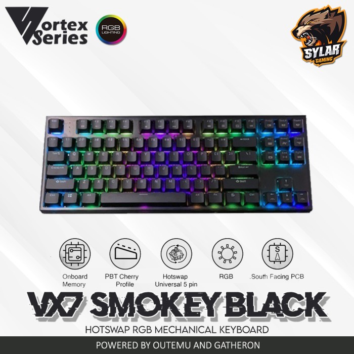 Jual VortexSeries VX7 Pro Smokey RGB Hotswap Mechanical Gaming Keyboard ...