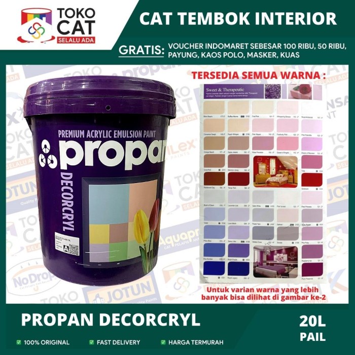 Jual Cat Tembok Interior Premium PROPAN DECORCRYL DI 400 Warna Putih 20 ...