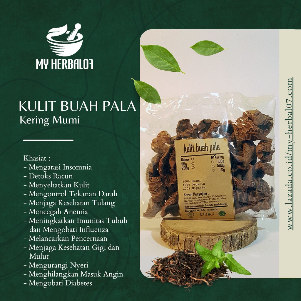 Jual Herbal Kesehatan Kulit Buah Pala Kering / Myristica Fragrans 250 ...