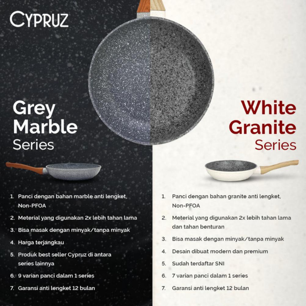 Jual Cypruz Fry Pan Granite Wok Pan Granite Sauce Pan Granite Teflon Granite Wajan Anti Lengket ...