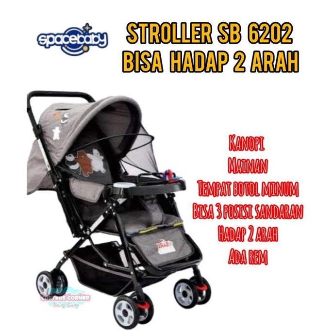 Jual SPACE BABY STROLLER SB-6202 ( HANDLE DEPAN BELAKANG ) | Shopee ...
