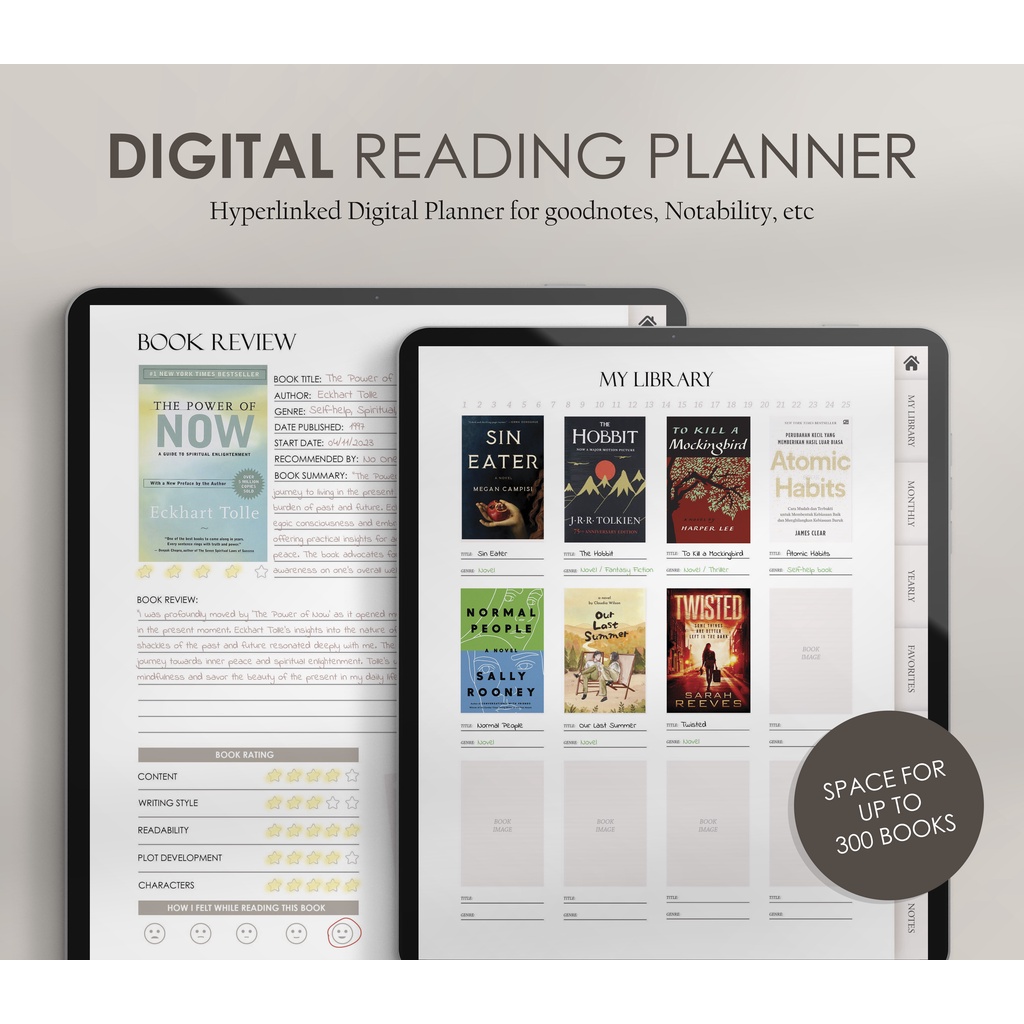 Jual Book Reading Review & Tracker - Digital Journal & Planner ...