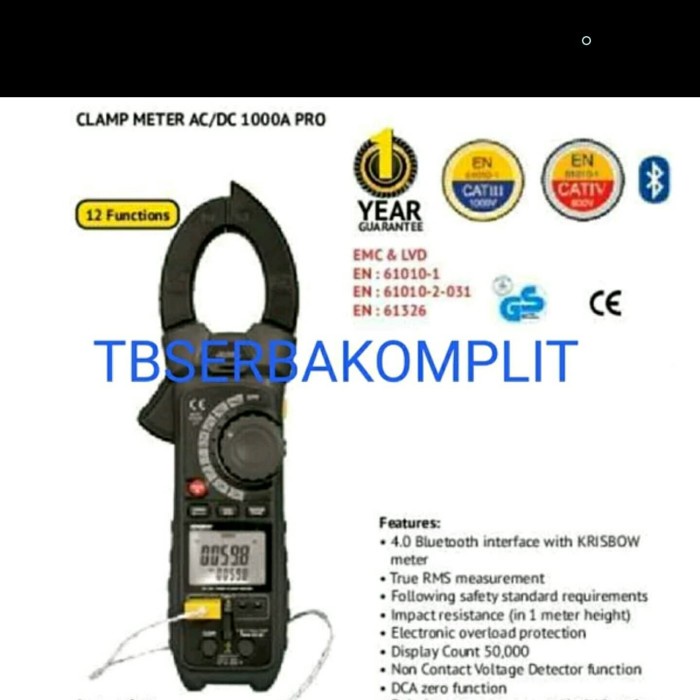 Jual [Original] Digital Ac Dc 1000A Clamp Ampere Meter Pro Krisbow 10106733 Tang Amper ...