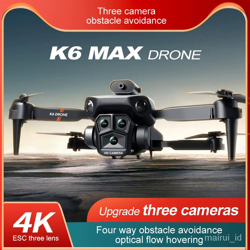 Jual Drone RC 4K Profesional K6Max, dengan Tiga Kamera Sudut Lebar, Quadcopter Penghindar Aliran ...