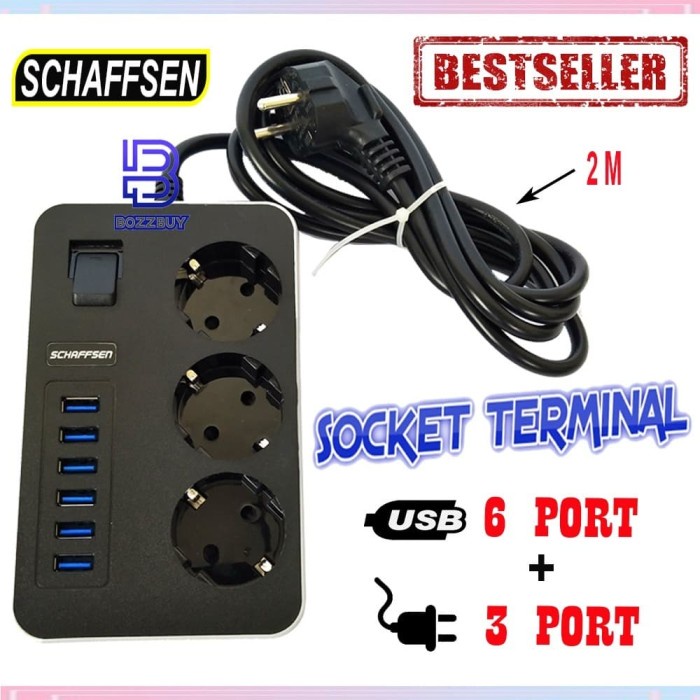Jual Terminal Colokan Listrik 6 USB 3 Socket Europe Schaffsen | Shopee ...