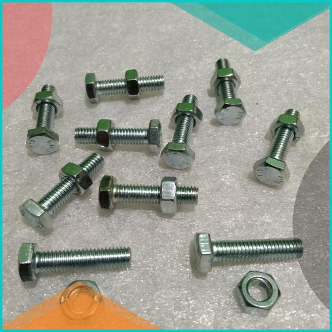 Jual baut + mur putih (bmp) m6 x 25 ( baut kunci 10) galvanis 16novz3 tools | Shopee Indonesia