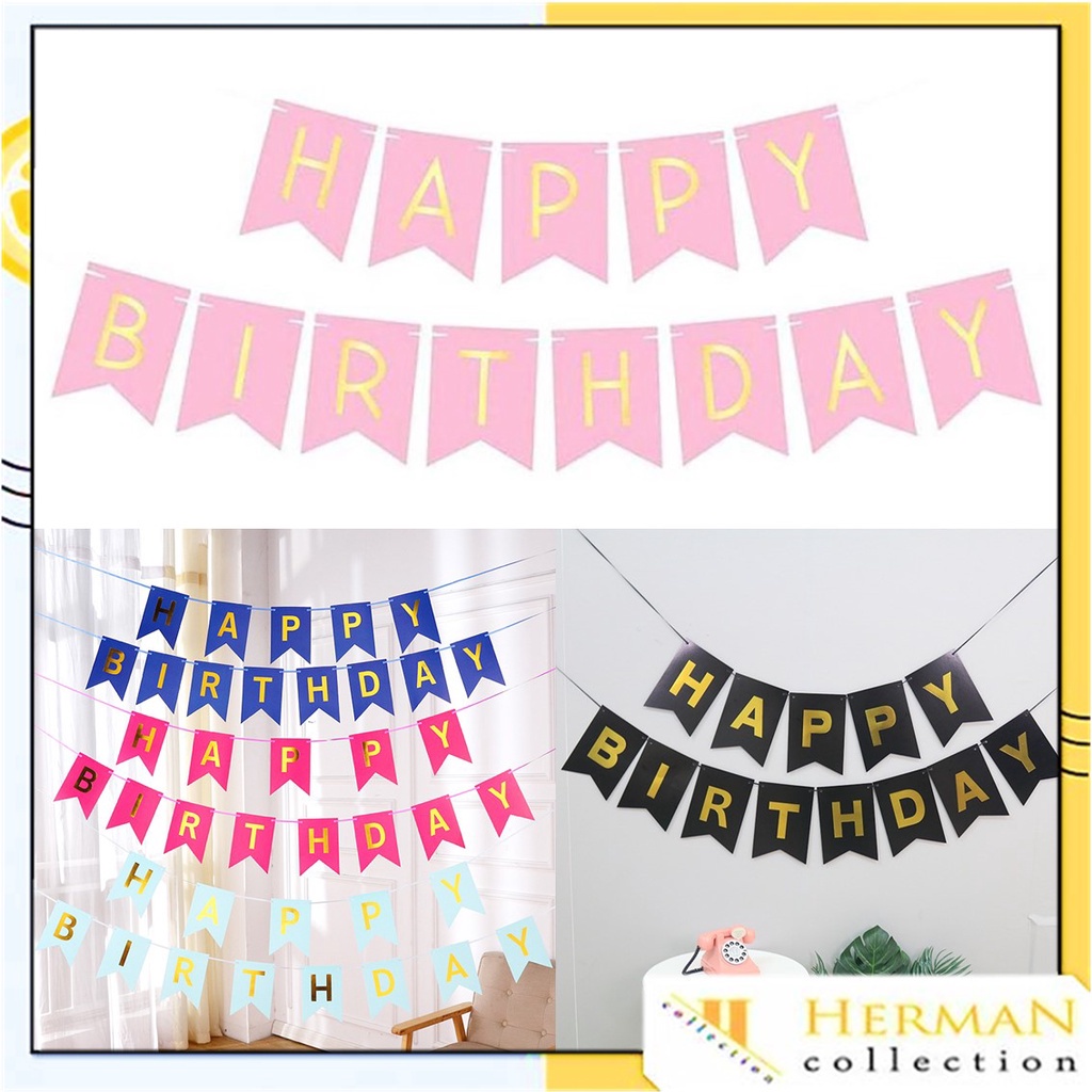 Jual HC Banner Happy Birthday Warna Warni Backdrop Pesta Bendera ...