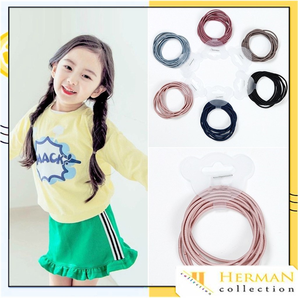 Jual HC Ikat Rambut Wanita Elastis Motif Polos Isi 10 Pcs Kunciran ...