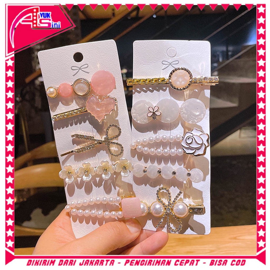 Jual AS Jepit Rambut Mutiara 5 IN 1 Jepitan Rambut Fashion Wanita ...