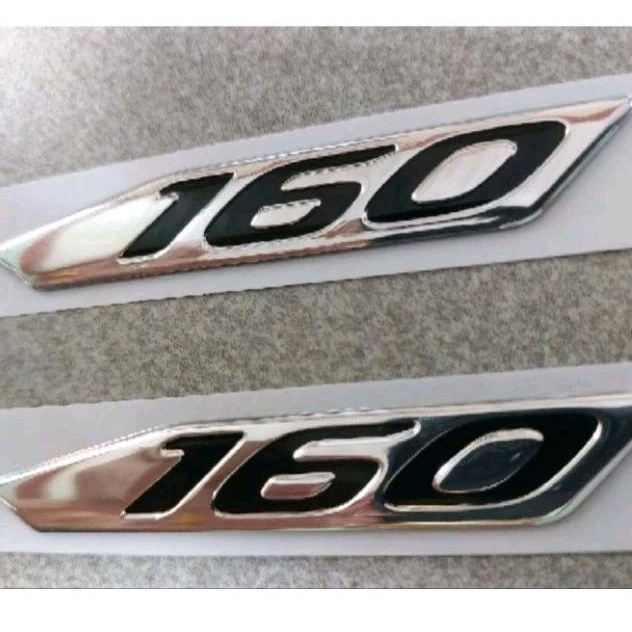 Jual logo emblem 160 silver hitam hrg 2pc kiri dan kanan | Shopee Indonesia