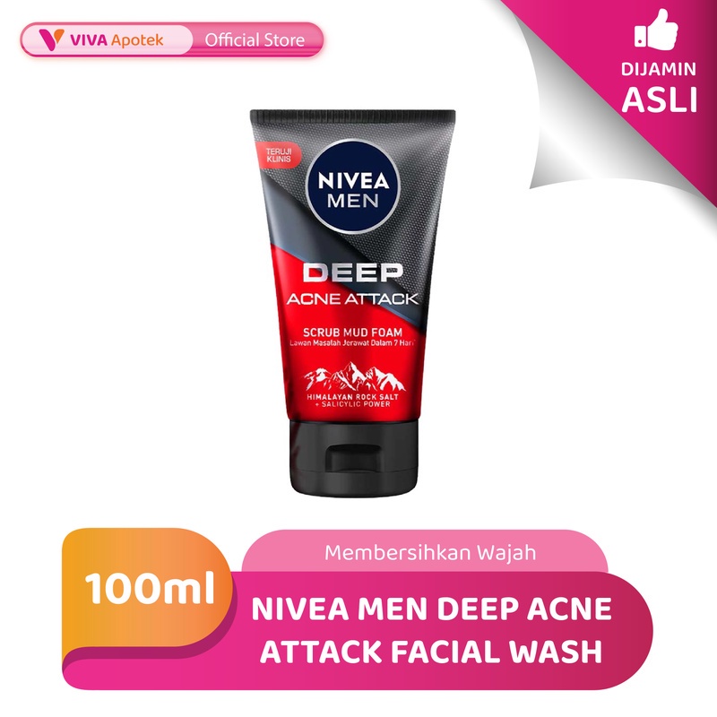 Jual Nivea Men Deep Acne Attack Facial Wash (100 ml) | Shopee Indonesia