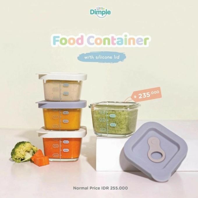 Jual Little Dimple Baby Glass Food Container Square 4 x 160m | Shopee ...