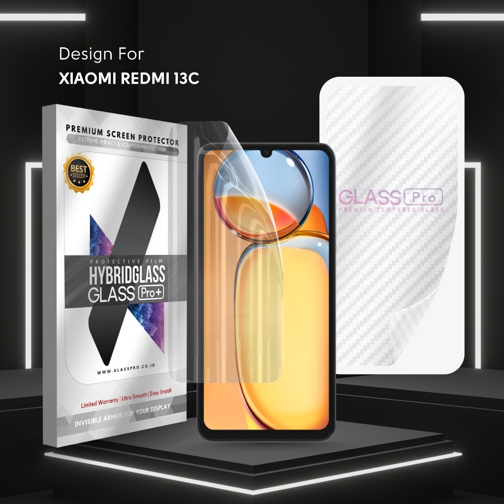 Jual Hybrid Glass Premium Anti Gores Hydrogel Xiaomi Redmi 13C Full Cover Screen Protector Glass ...