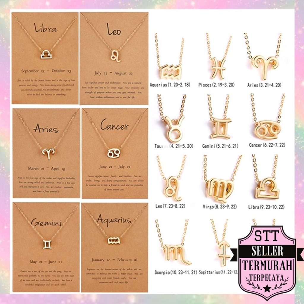 Jual STT Perhiasan Kalung Wanita Zodiac Simbol Model Korea Murah ...