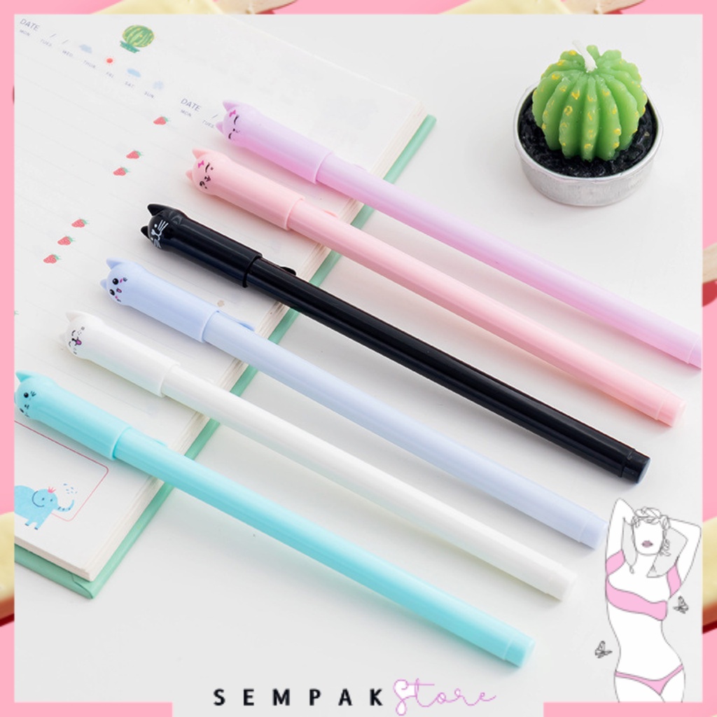 Jual SS Pena Karakter Meow Kucing Lucu Pulpen Karakter Gel Imut Pulpen ...