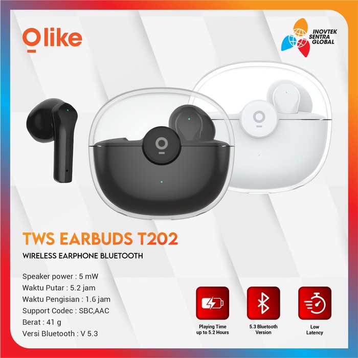 Jual Olike T202 Wireless Earphone Tws 5.3 Earbuds Garansi Resmi ...