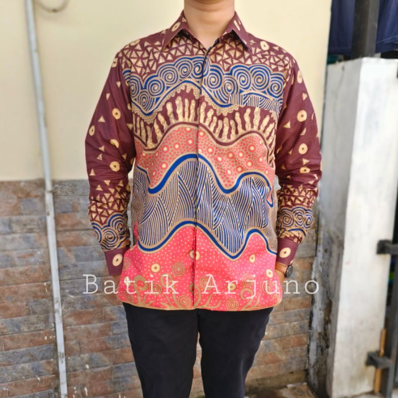 Jual kemeja baju batik pria lapis furing lengan panjang Salur ping ...