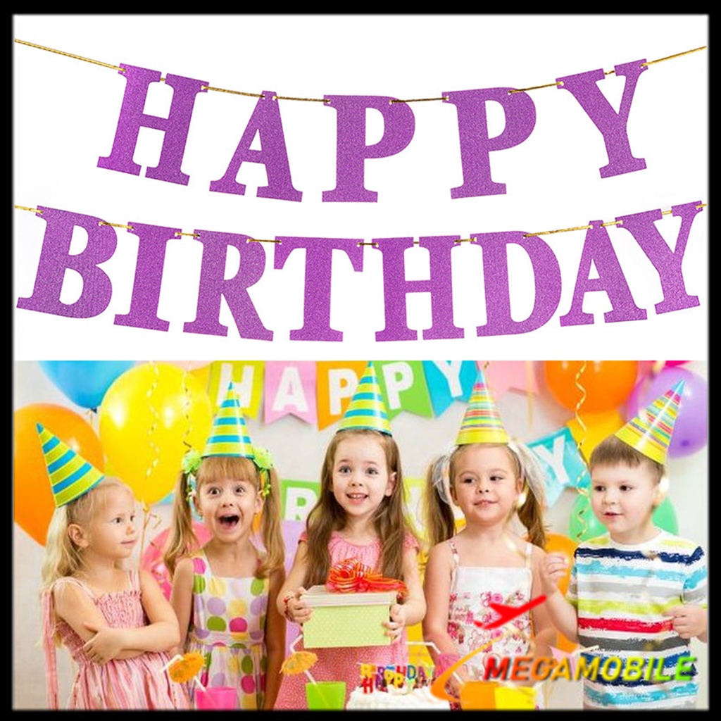 Jual MM Banner Happy Birthday Huruf Glitter Warna Warni Backdrop Pesta ...