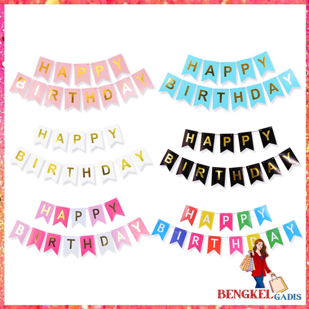 Jual BG Banner Happy Birthday Warna Warni Backdrop Pesta Bendera ...