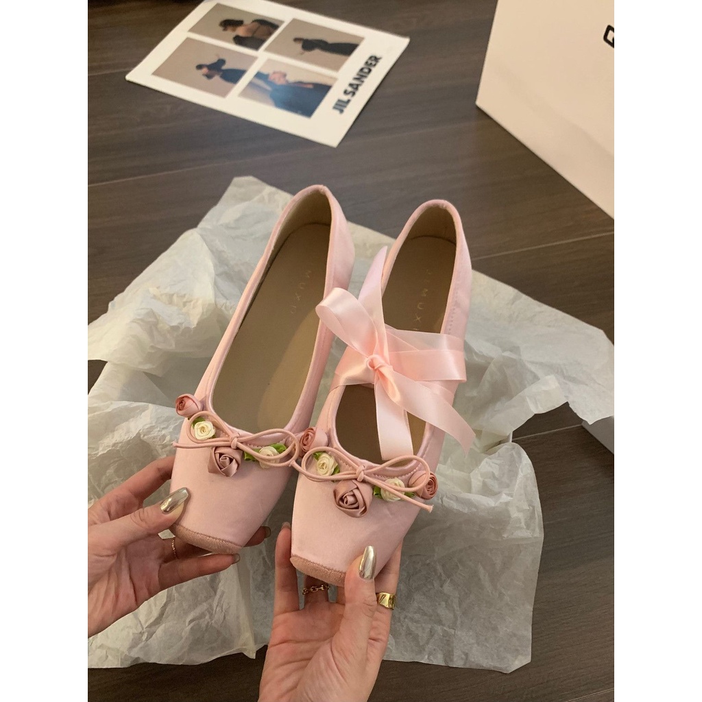 Jual 【COD】 Sepatu balet merah muda datar sepatu wanita sepatu wanita ...