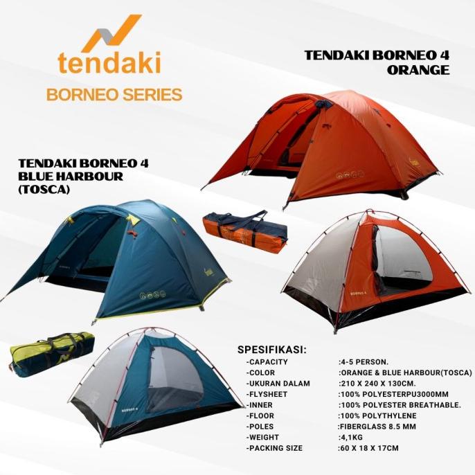 Jual Tendaki Borneo 4 tenda camping dome double layer PU3000mm | Shopee ...
