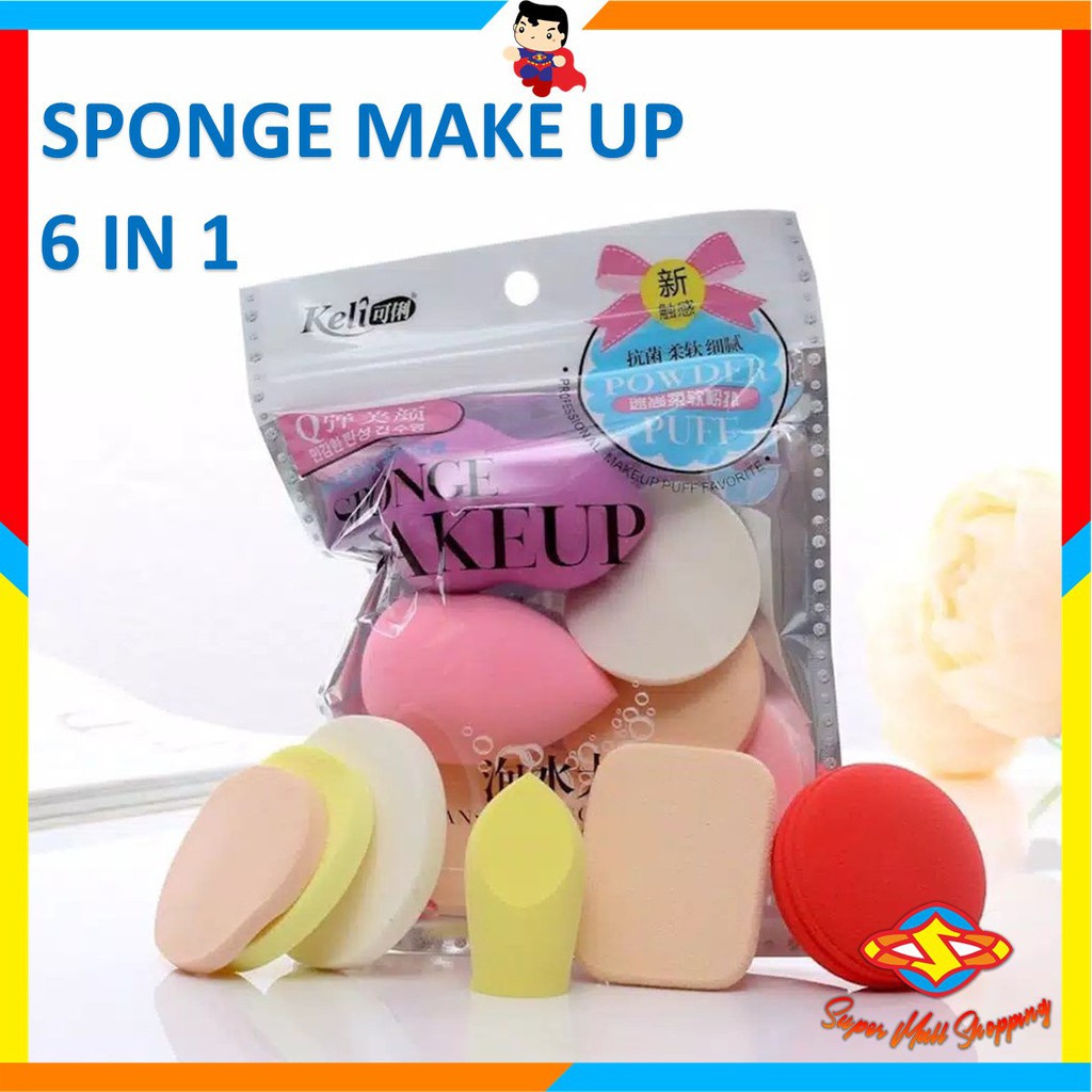 Jual SMS Spons Make Up Set 6 IN 1 Beauty Sponge Blender Bedak Isi 6 Pcs ...