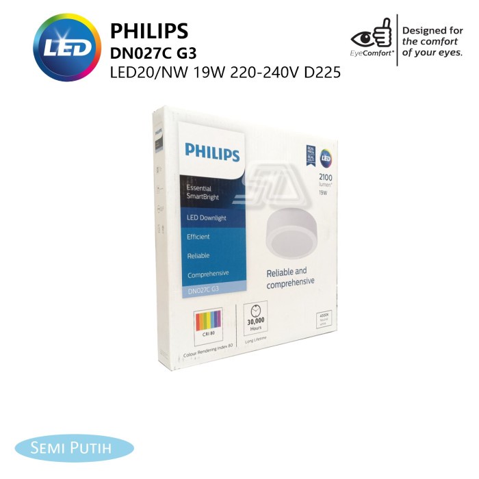 Jual Downlight LED Bulat OB Philips DN027C G3 LED20/NW 19W 220-240V D225 | Shopee Indonesia