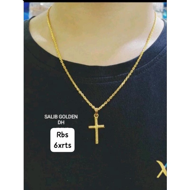 Jual Kalung Salib Golden, Liontin salib, Replika Emas 24k, elagant ...