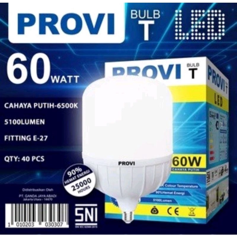 Jual Lampu LED Provi T bulp Bodi Kapsul 60w 50w 40w 30w / Lampu led ...