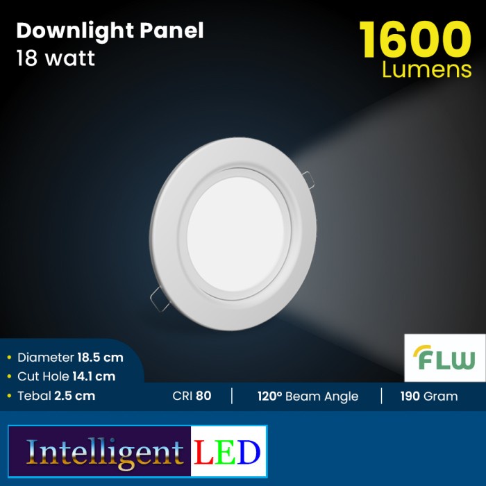 Jual Produk Terbaik] FLW LED Downlight 18W Panel Inbow Round Lampu LED ...
